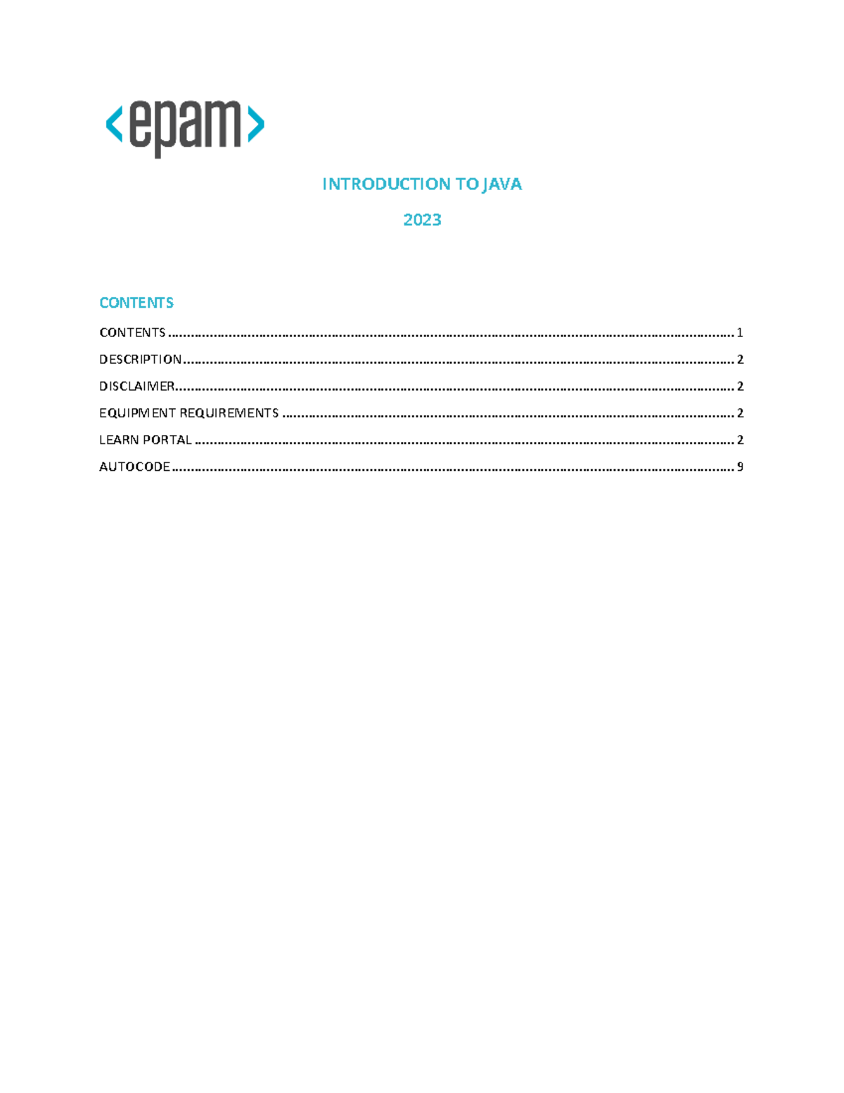 Handbook Introduction to Java Program - INTRODUCTION TO JAVA CONTENTS ...