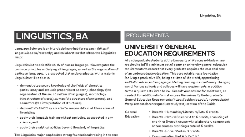 Linguistics, BA: Overview and Degree Requirements Guide - Studocu
