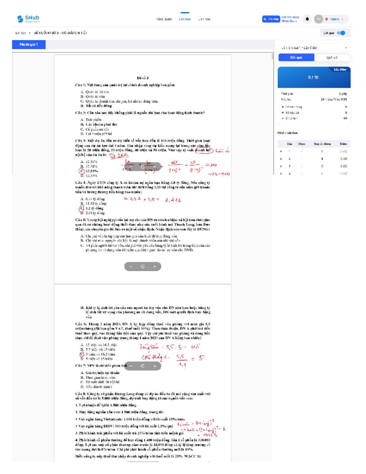 Đề 3 - Hỏi đáp Lớp học Tài chính Doanh nghiệp - Giải chi tiết - Studocu
