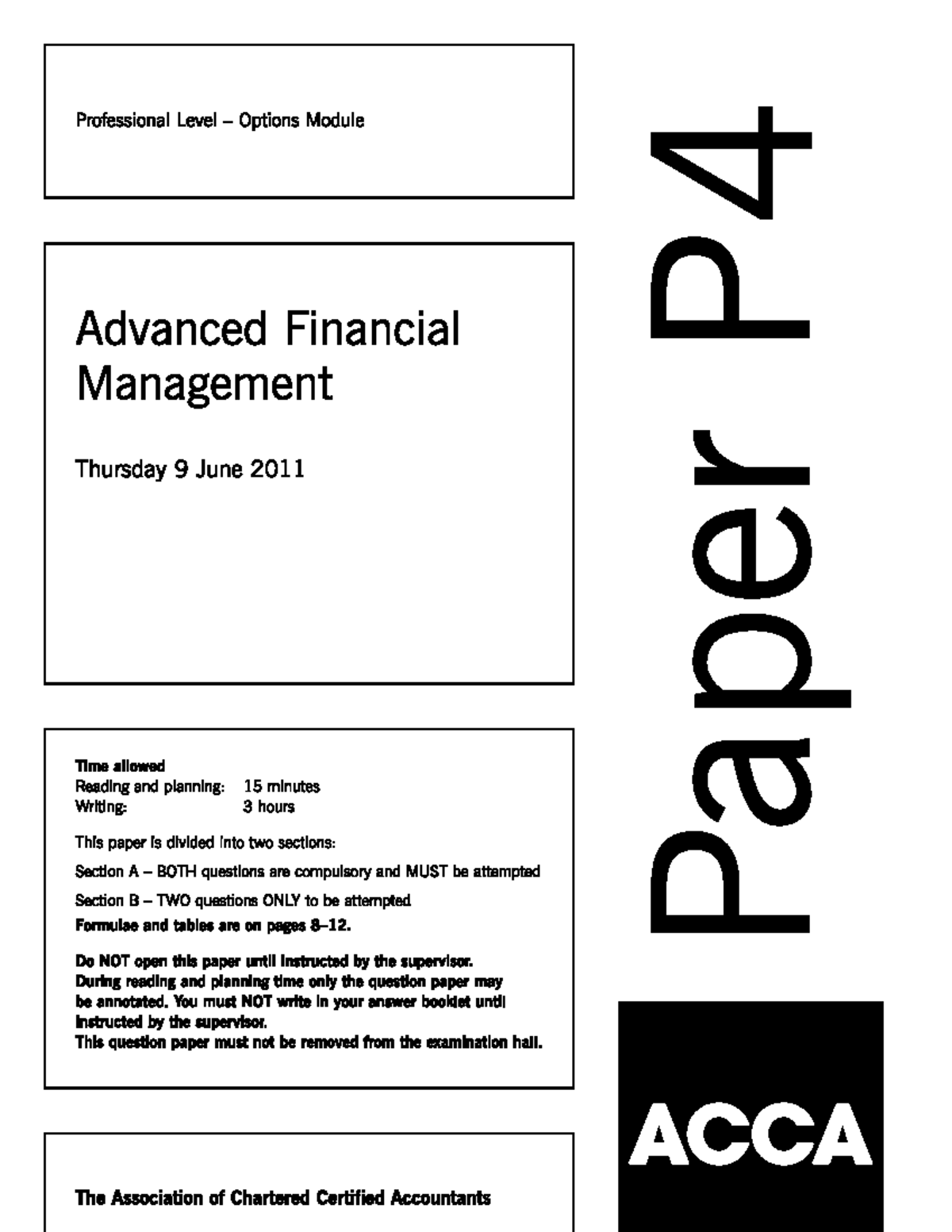 ACCA P Advanced Financial Management Past Exam Practice Material - Studocu