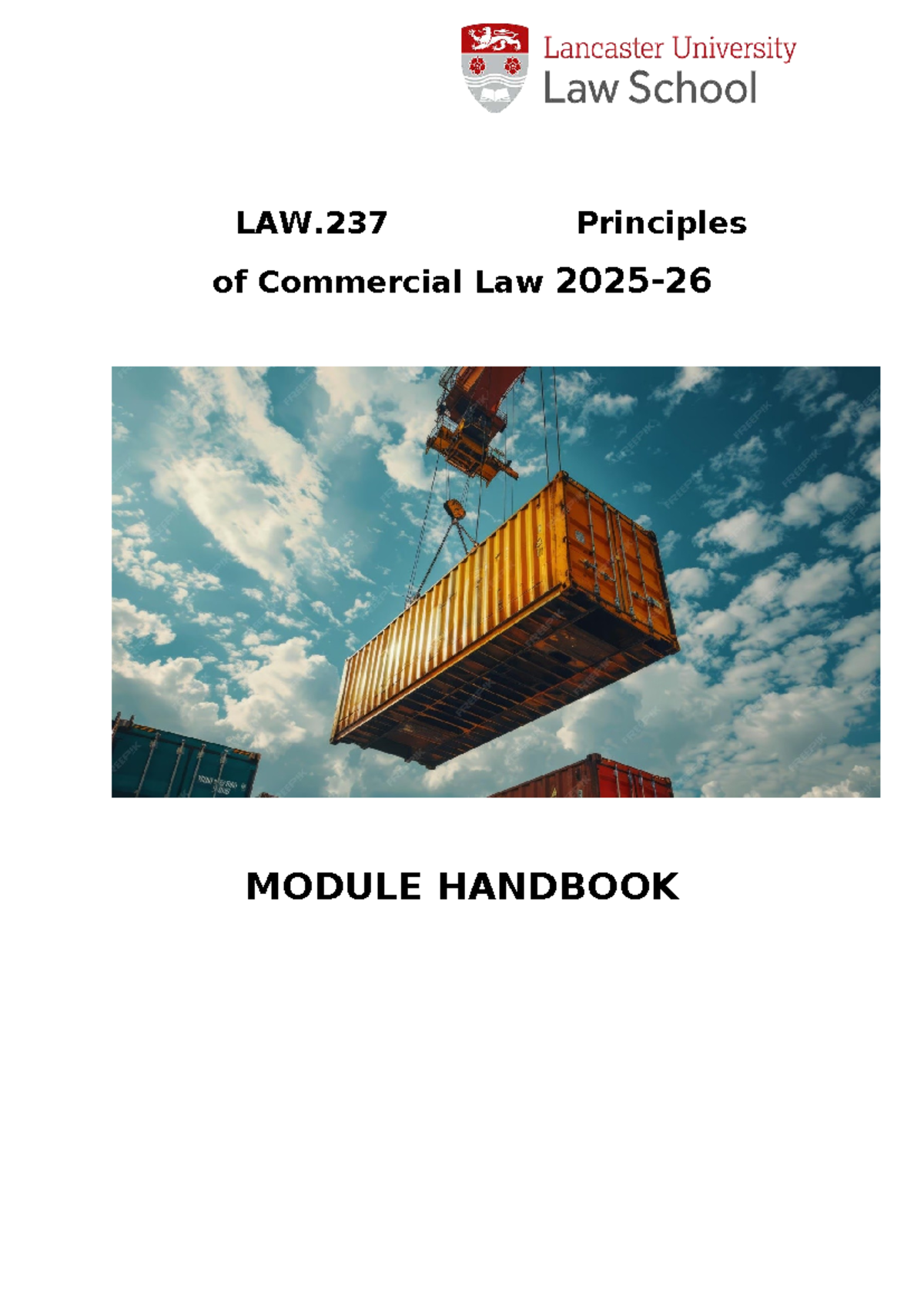LAW.237 Principles of Commercial Law Module Handbook 1.0 - Studocu