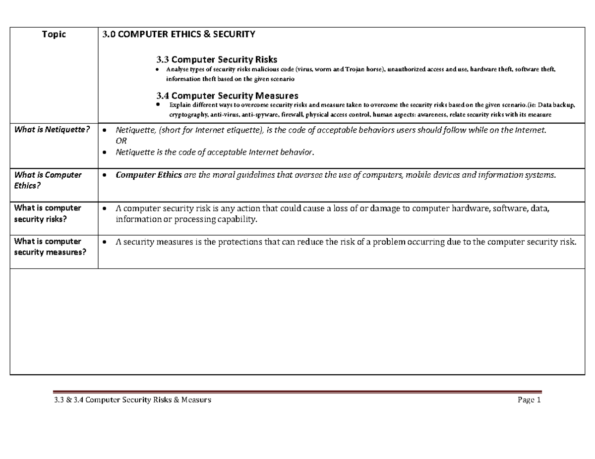 Notes 3.3 and 3.4 For Individual Assingment - Topic 3 .0 COMPUTER ...