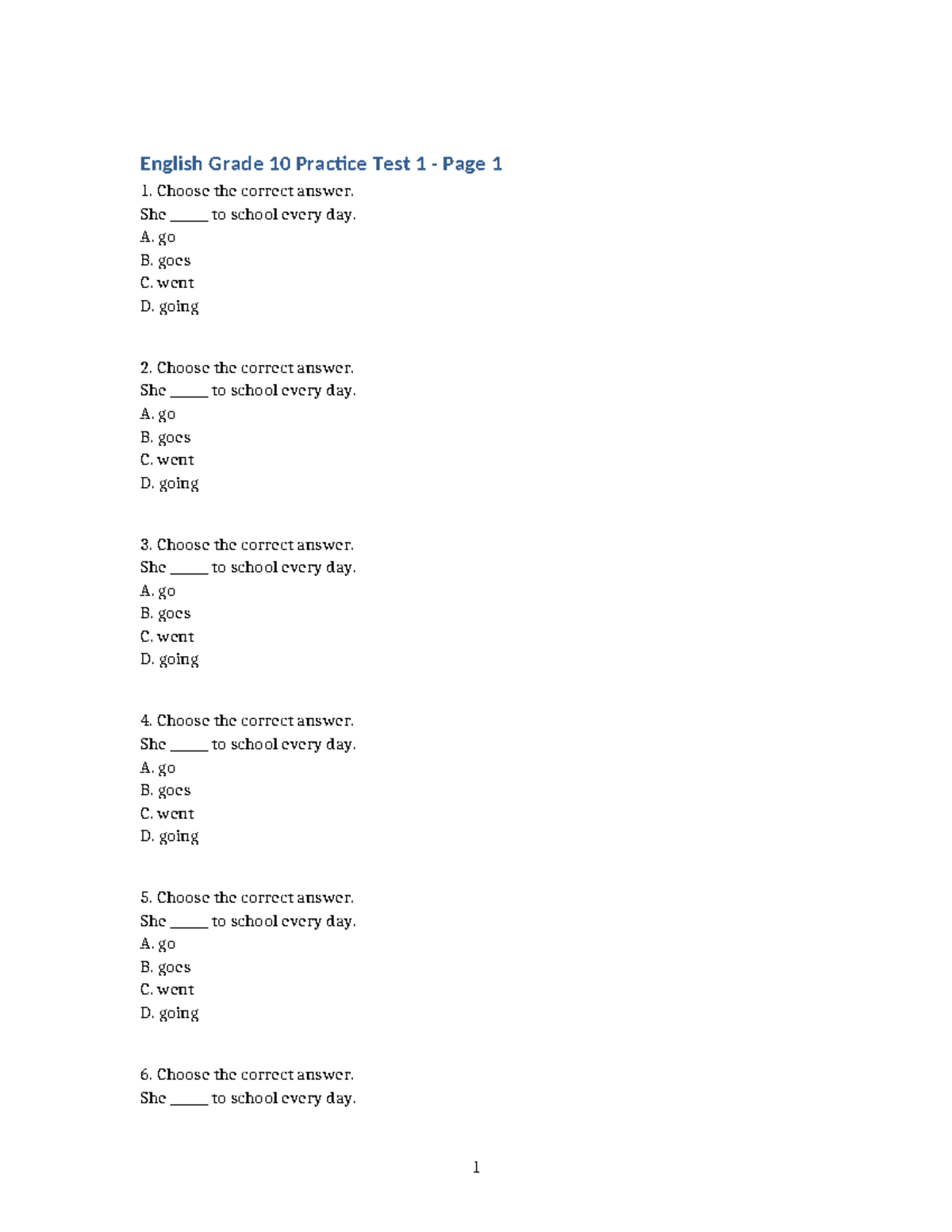English 10 Practice Test 1 - Ôn Tập 10 - Studocu