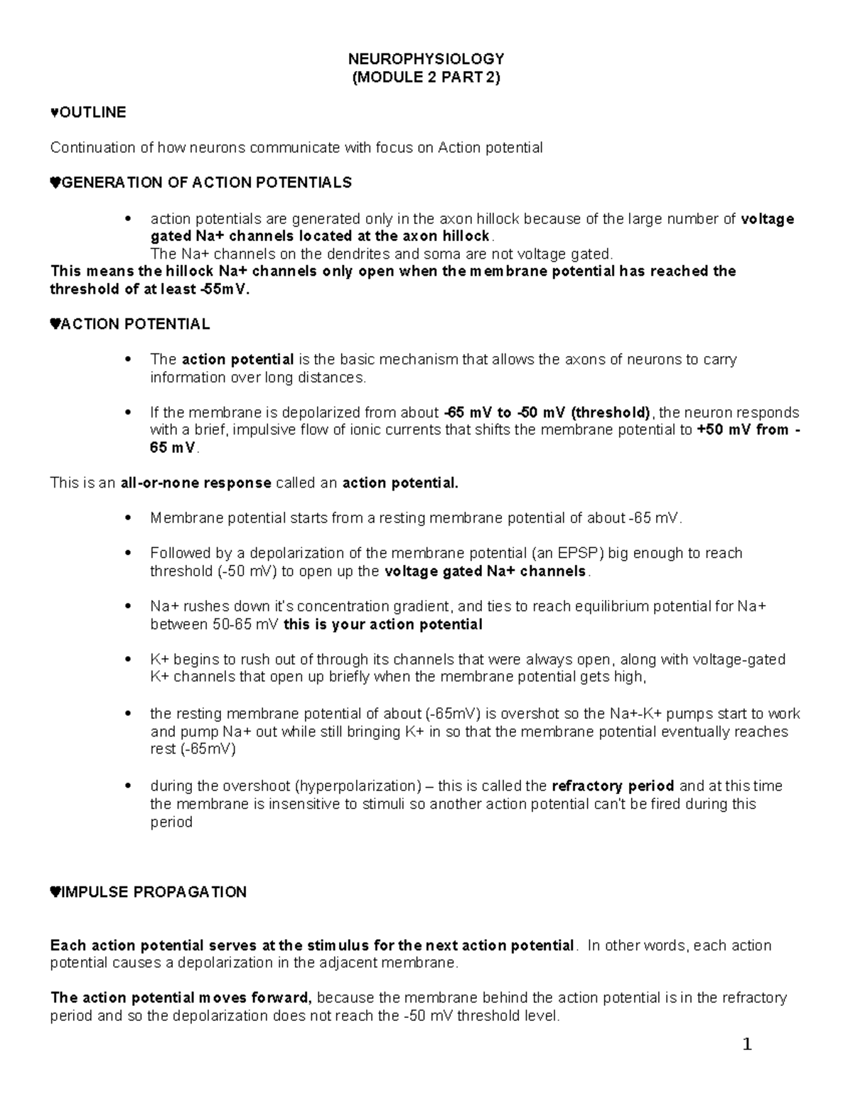 Neurophysiology: Action Potentials & Neuronal Communication (Module 2.2 ...