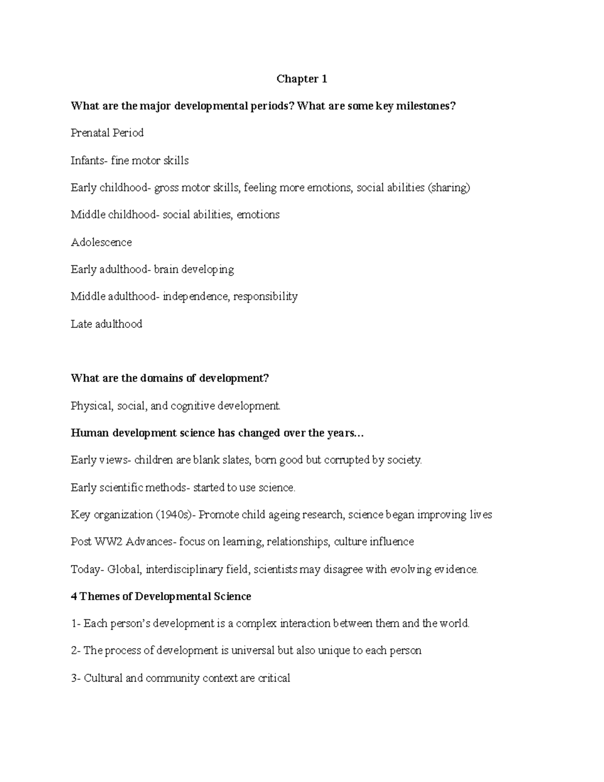 Developmental Science: Key Themes & Periods of Human Growth - Studocu
