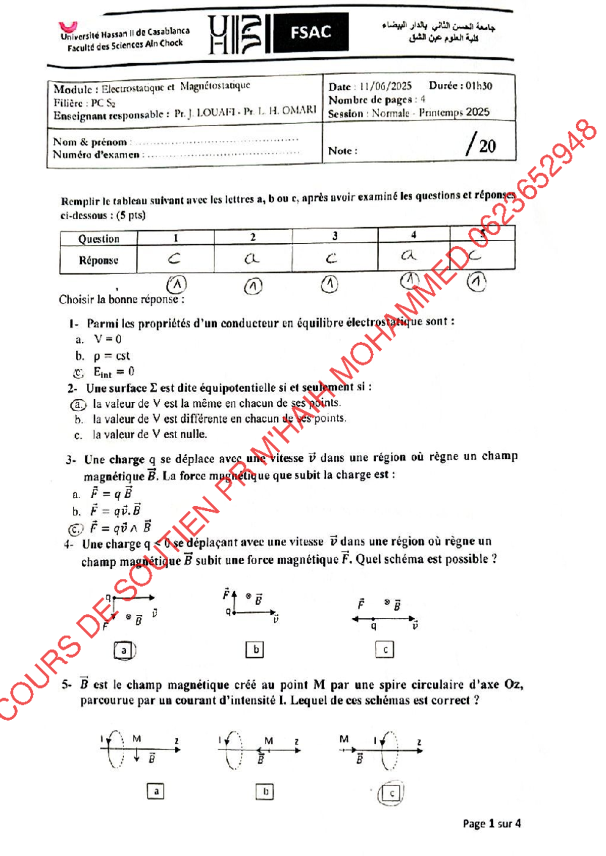 Correction Examen Électricité PC 2025 - Studocu