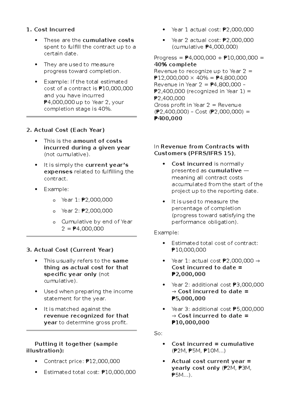 Rev - PFRS: Understanding Cumulative and Actual Costs in Contracts ...