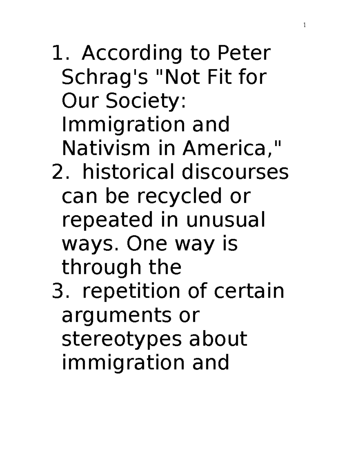 MOD 1 ASS - 1-1 - 1 1. According to Peter Schrag's "Not Fit for Our ...