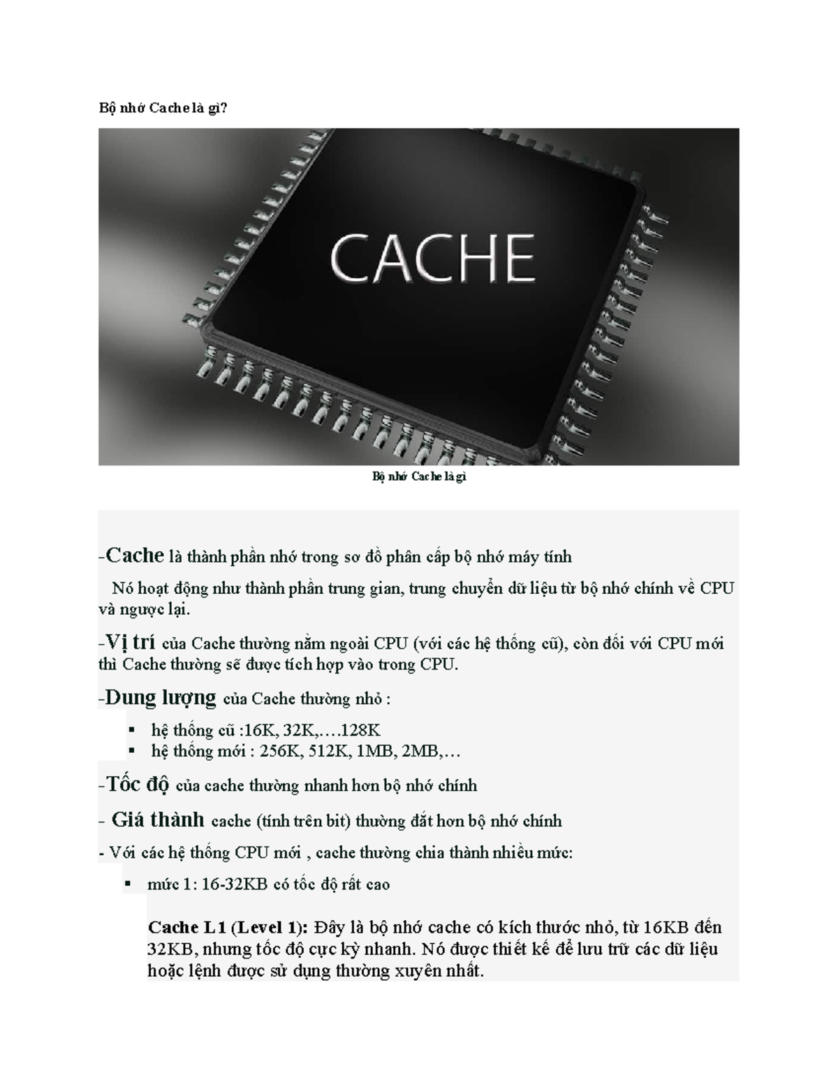 Bộ nhớ cache va ảo - easy - Bộ nhớ Cache là gì? ####### Bộ nhớ Cache là ...