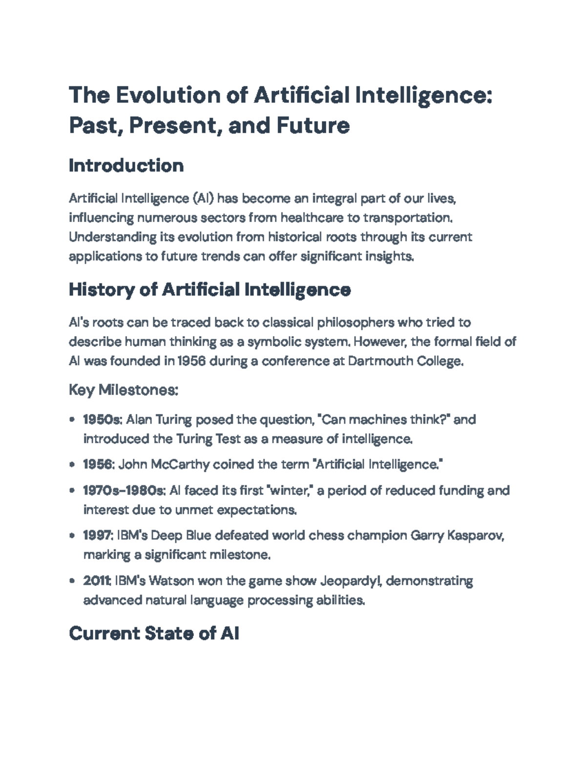 The Evolution of Artificial Intelligence (AI): Past, Present & Future ...