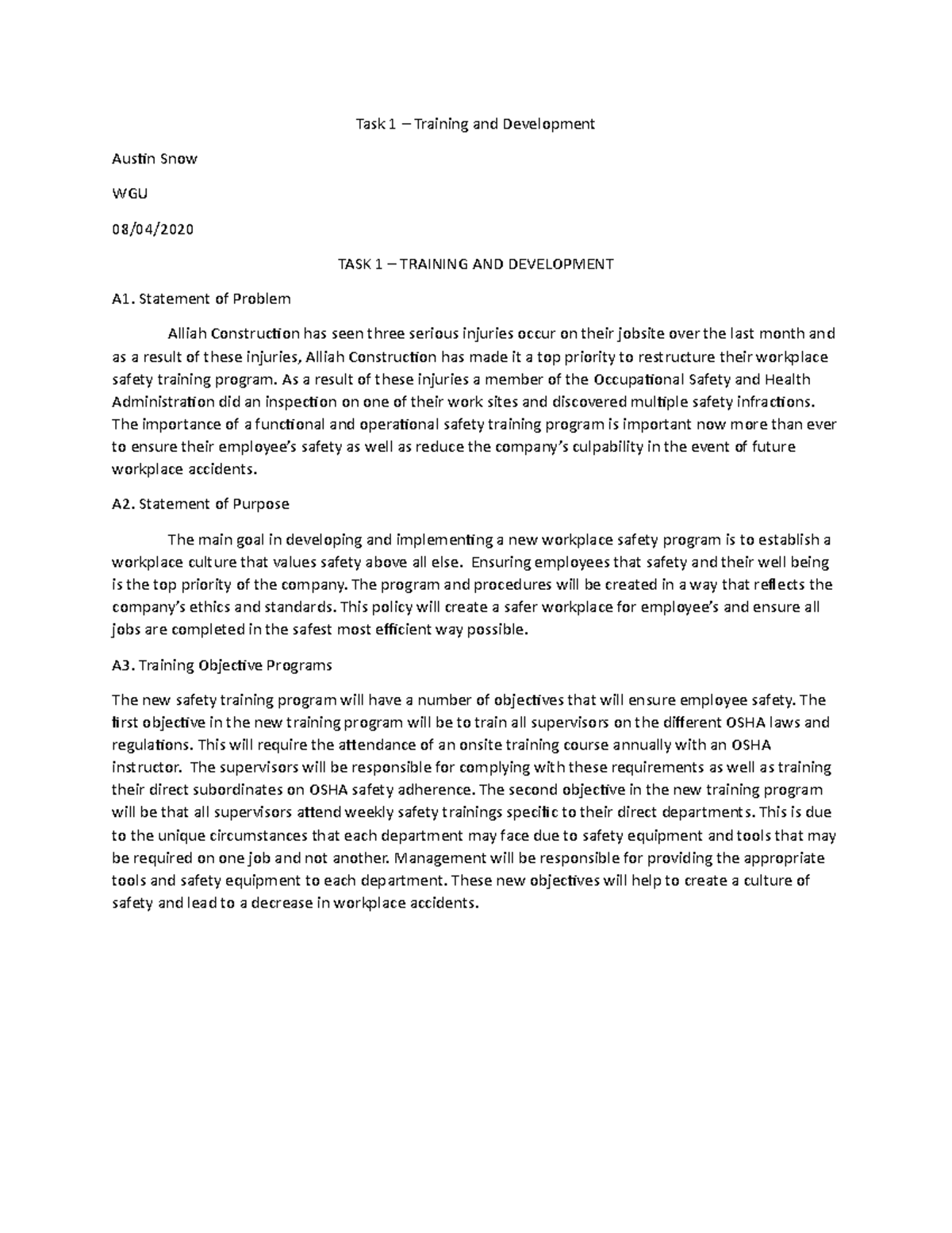 C235 task1 - c235 task 1 complete (PASSED) - Task 1 – Training and ...