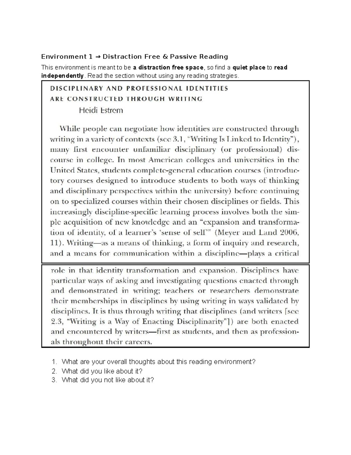 Reading Environment Hunt: Distraction-Free vs. Active Reading - Studocu