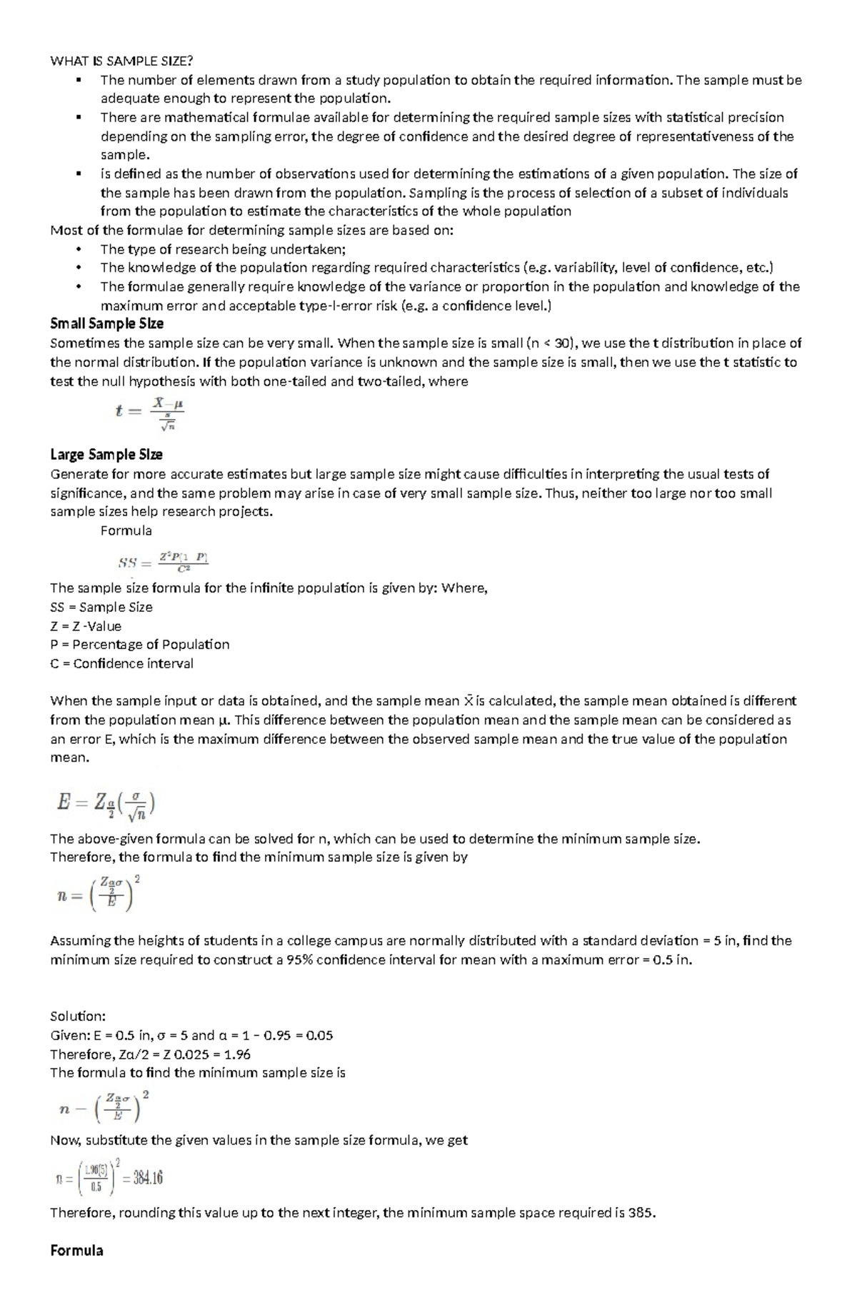 Sample SIZE - WHAT IS SAMPLE SIZE? The number of elements drawn from a study population to ...
