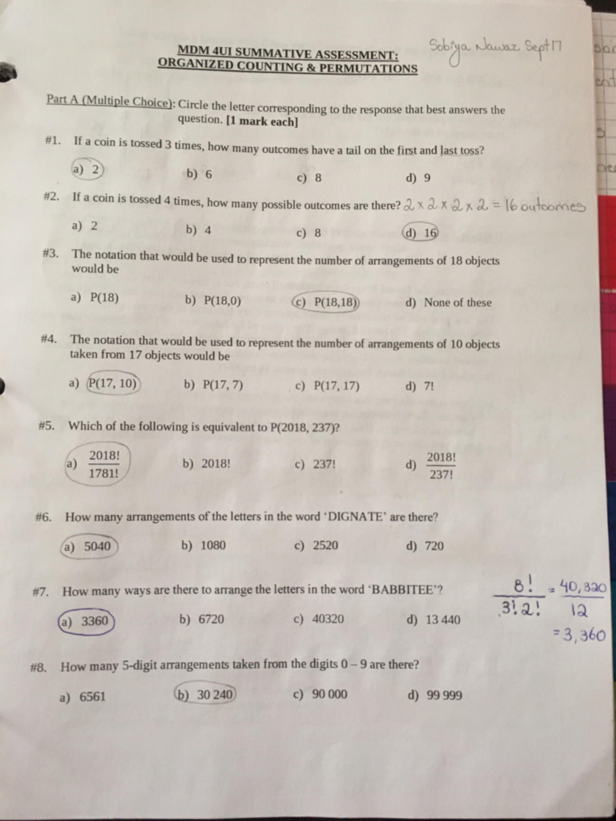 MDM4U I Unit 1 Summative Assessment Resubmission Insights - Studocu