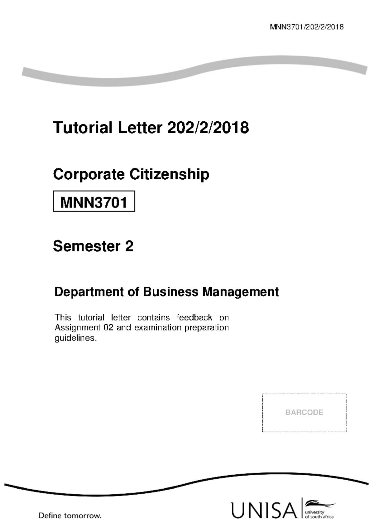 MNN3701 TL202 2 2018 - Solutions - MNN3701/202/2/ Tutorial Letter 202/2 ...