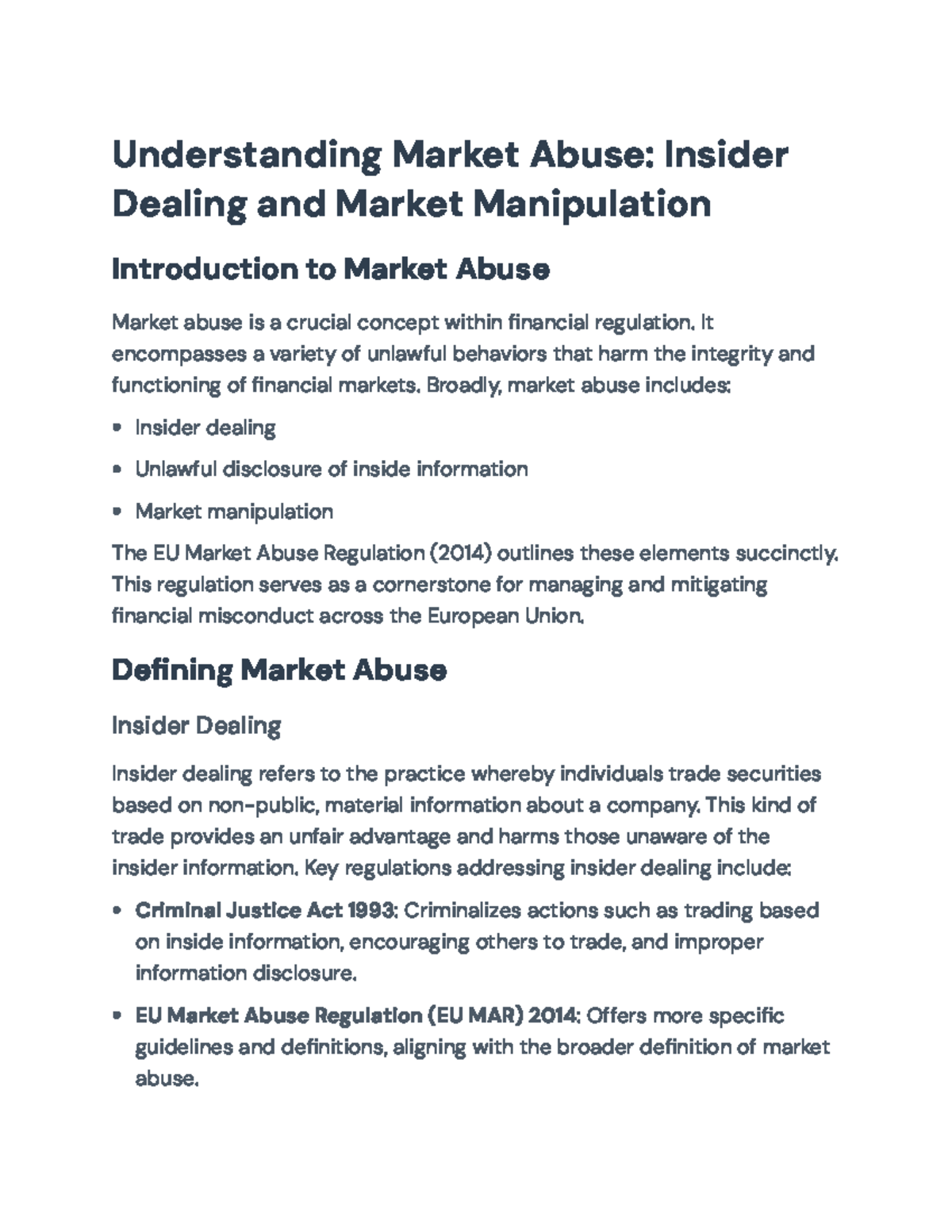 Understanding Market Abuse: Insider Dealing & Legal Implications ...