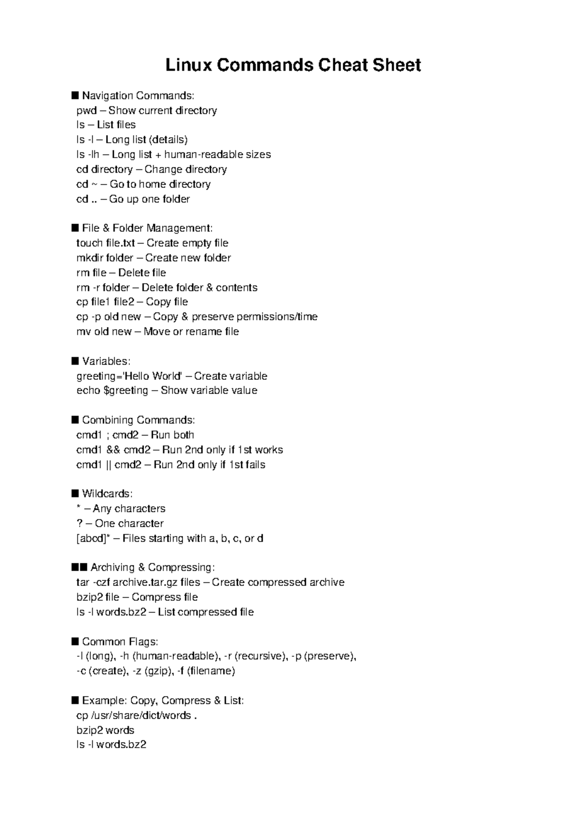 Linux Commands Cheat Sheet: Essential Navigation & Management Tips ...