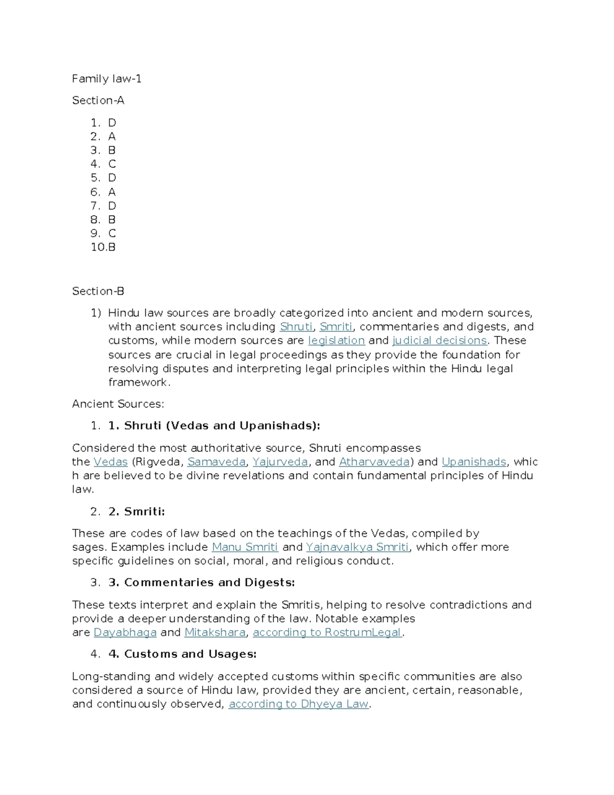 Hindu Law: Sources, Joint Family, and Inheritance Rights (Family Law 1 ...