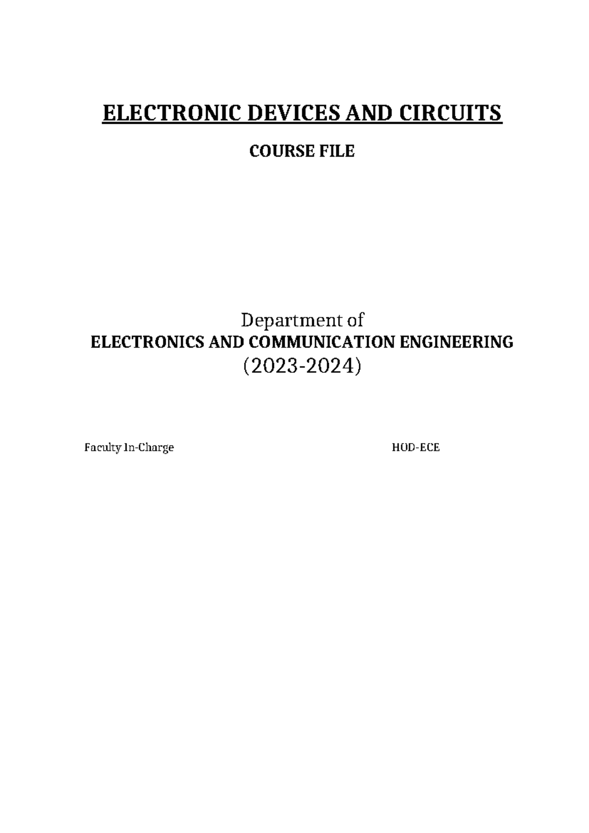 EDC (R22) Course File for Electronic Devices and Circuits (2023-24 ...