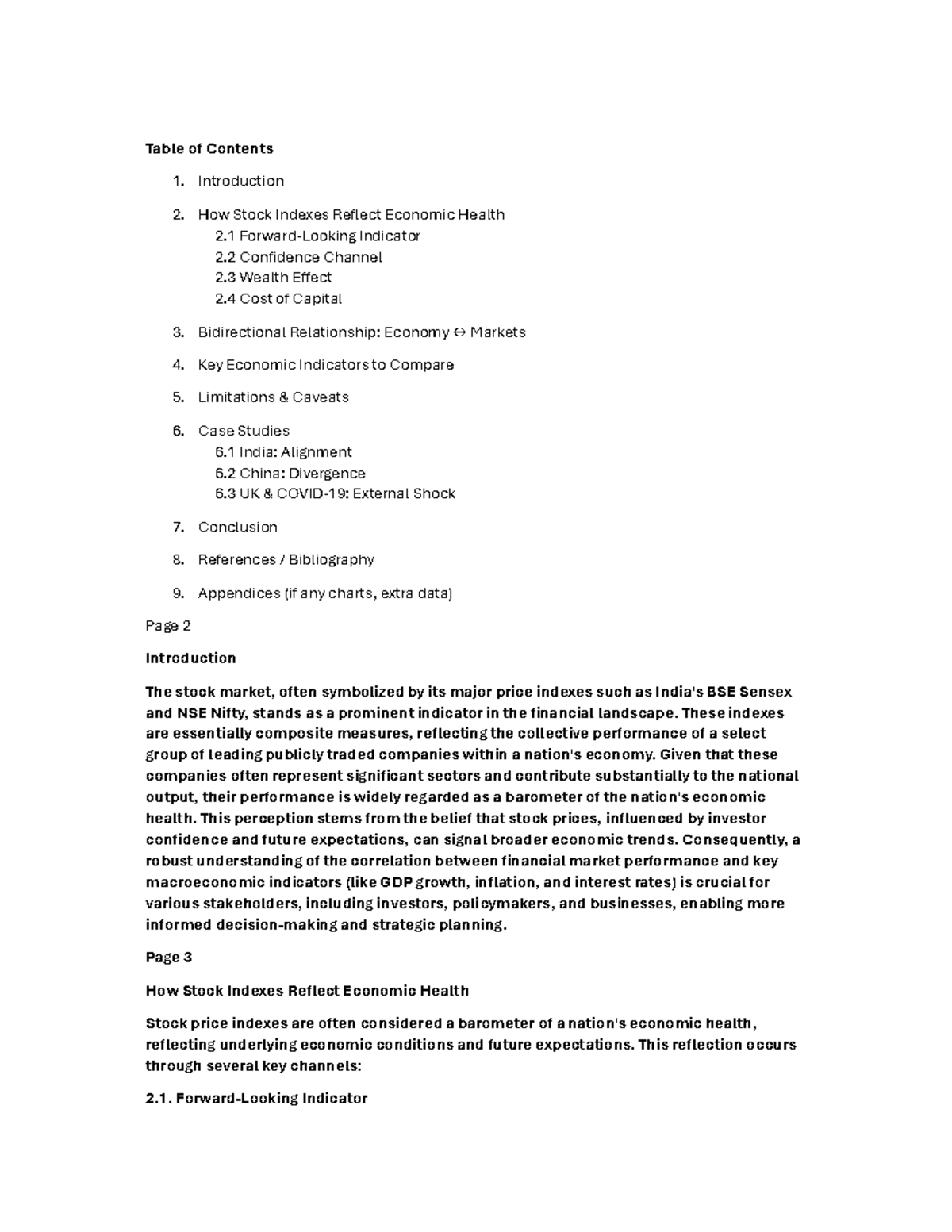 Economics Project: Analyzing Stock Indexes and Economic Health - Studocu