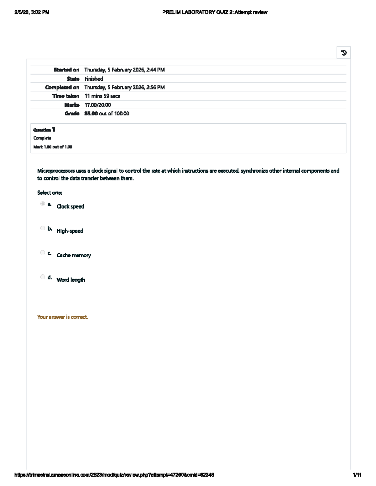 Computer Archi LAB 2 - Prelim Laboratory Quiz 2 Review - Studocu