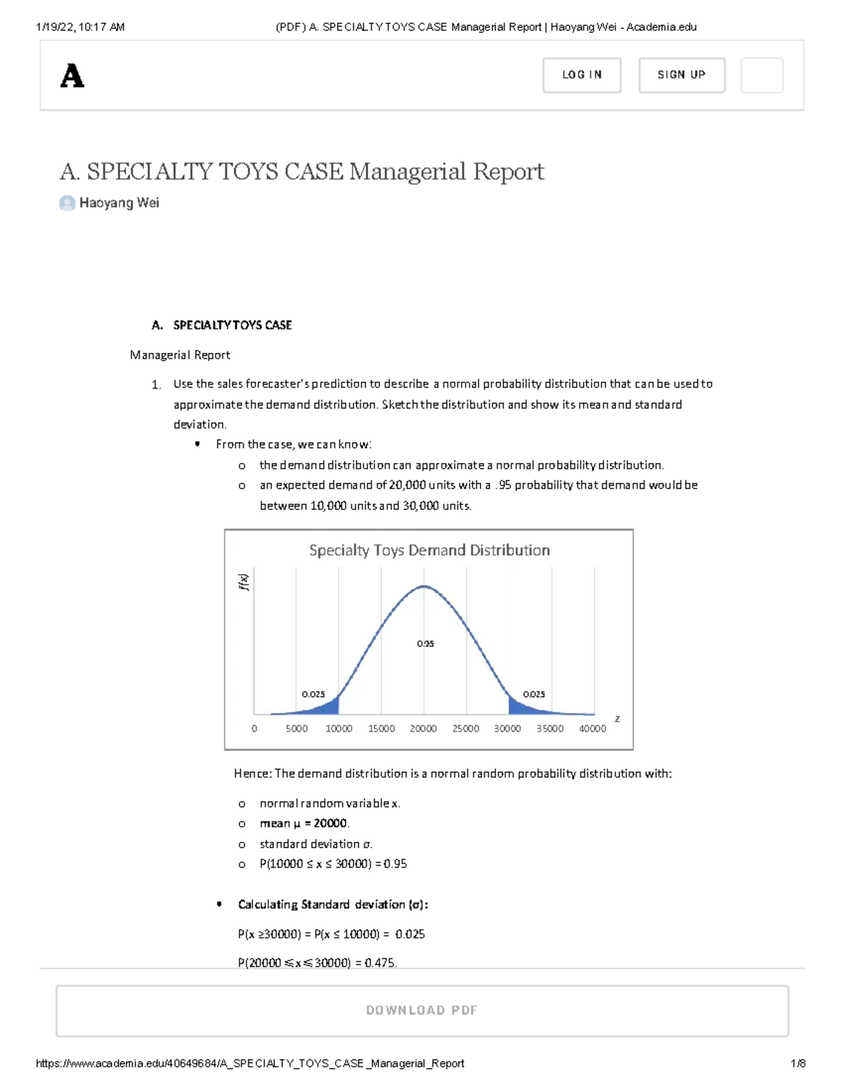 Specialty Toys Case Study: Managerial Report Analysis & Demand ...