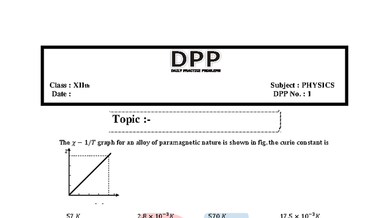 Magnetism and Matter: DPP Solutions for Class XII Physics - Studocu
