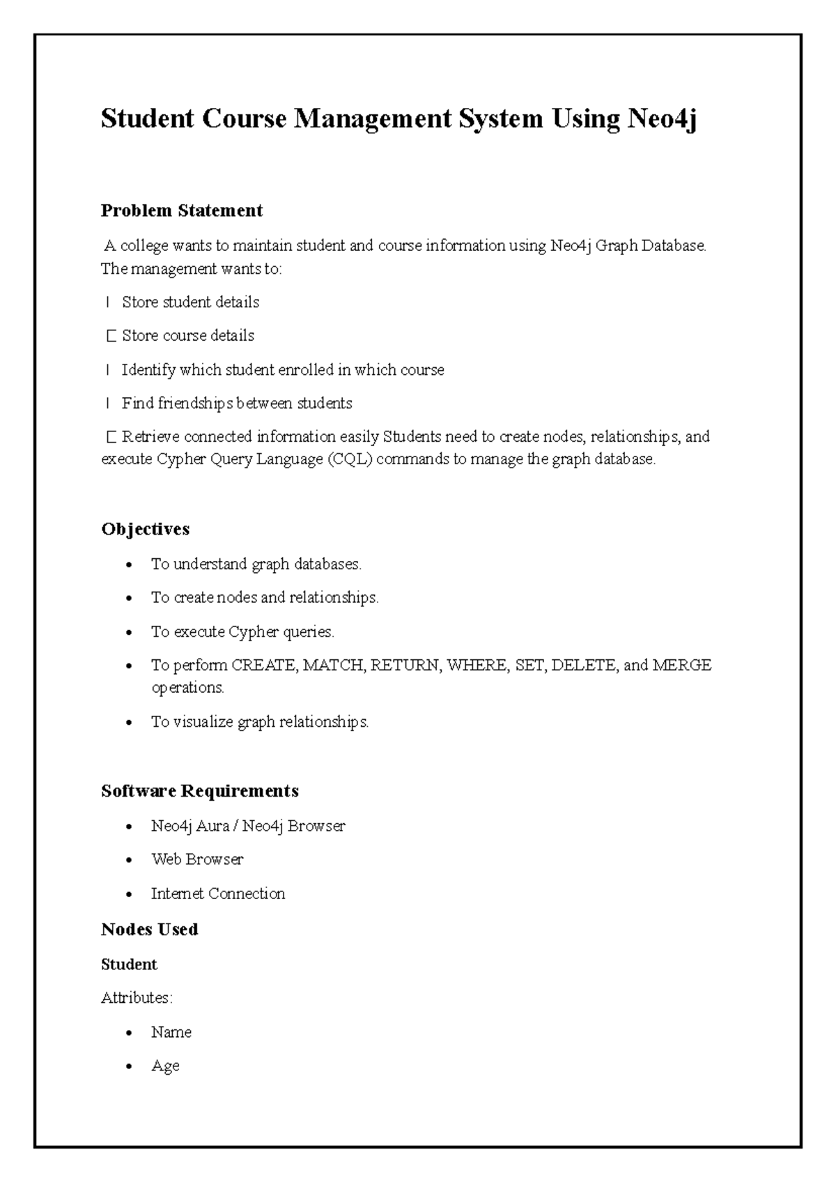 CS101: Student Course Management System Case Study Using Neo4j - Studocu