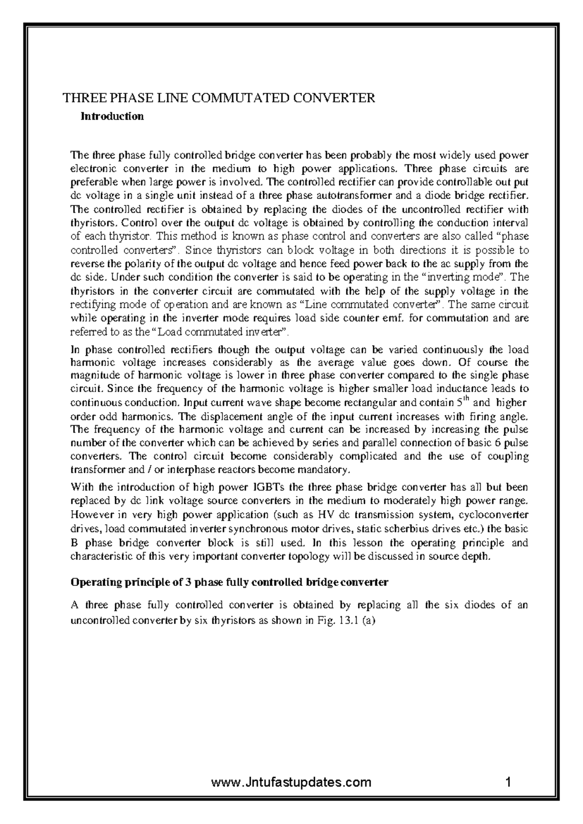 PE R16 - UNIT-3: Three Phase Line Commutated Converter Lecture Notes ...