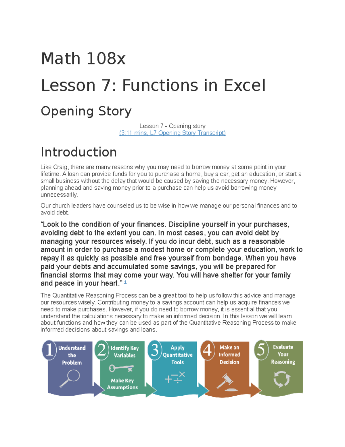 Math 108x Lesson 7 Functions in Excel - Math 108x Lesson 7: Functions ...