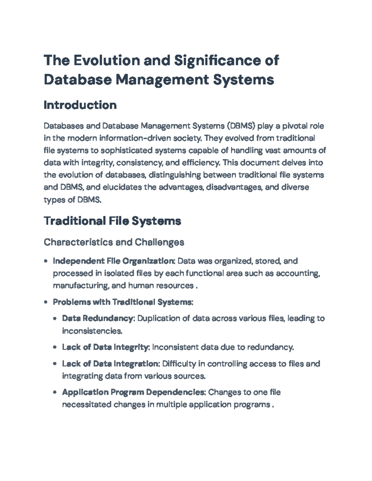 Evolution and Importance of Database Management Systems (DBMS) - The ...