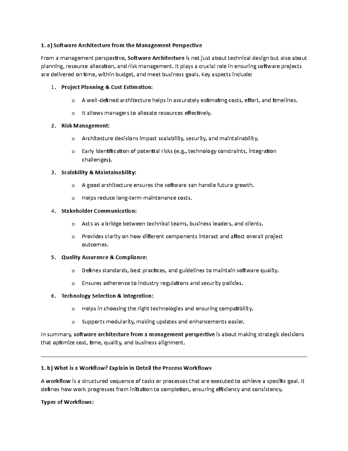 Spm unit 3 - abcdefgh - 1. a) Software Architecture from the Management ...