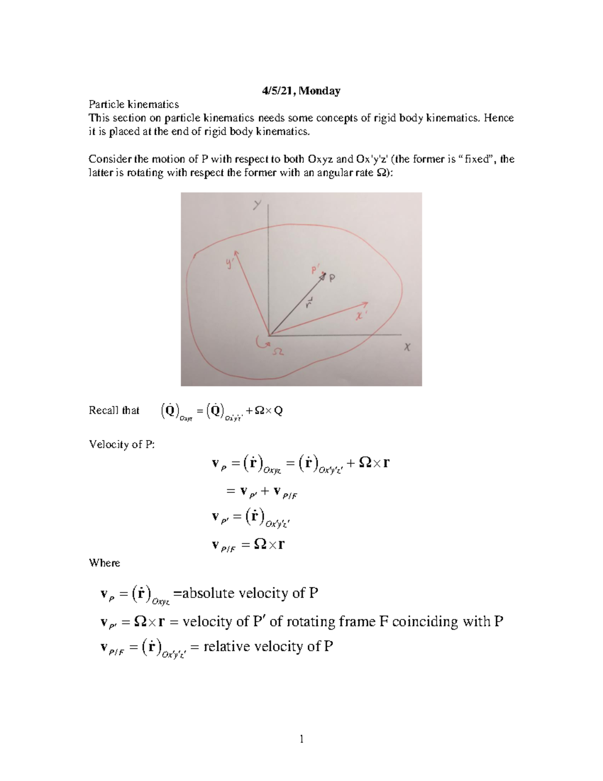 29-A Particle Kinematics in a Rotating Frame Analysis - Studocu