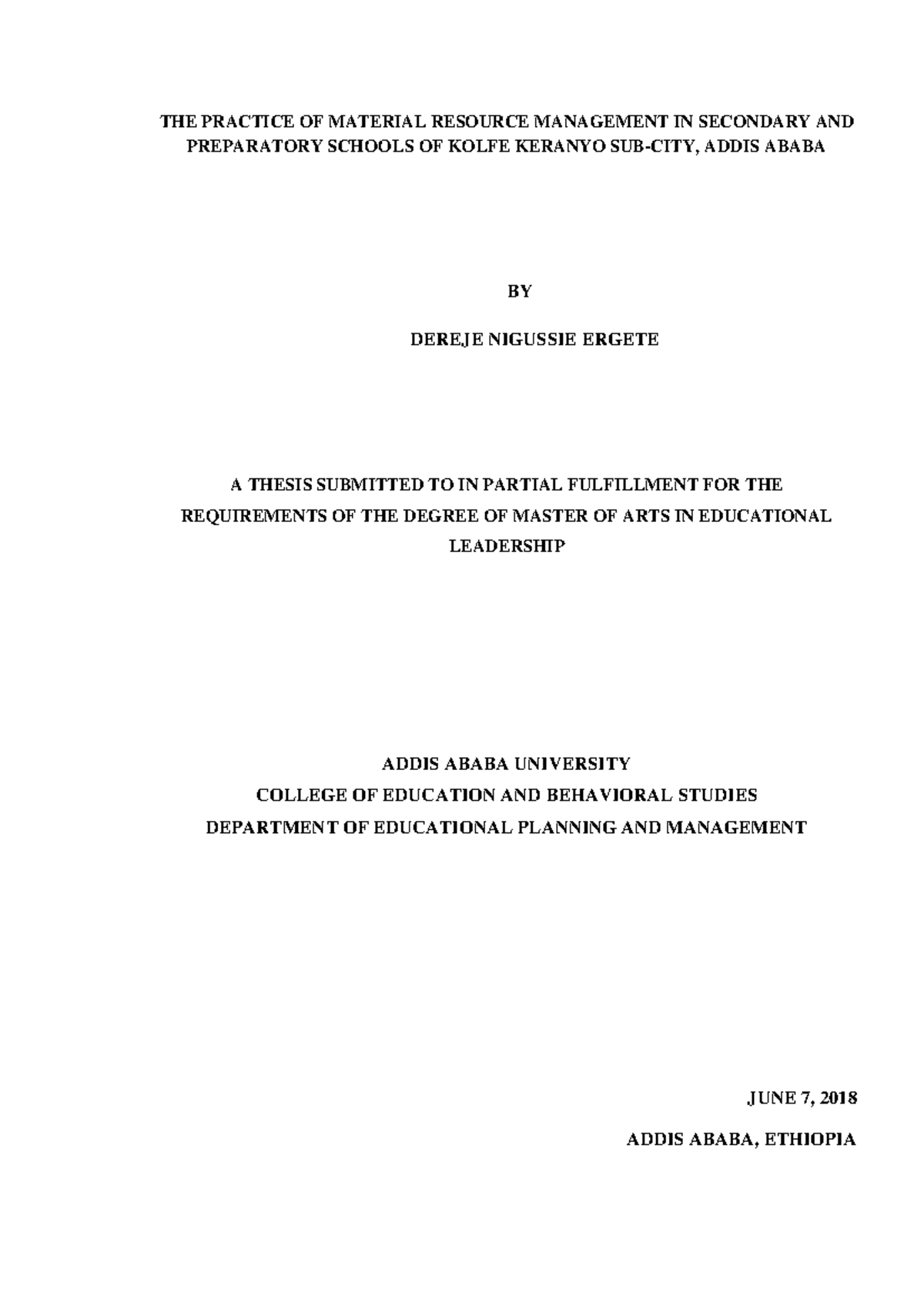 Material Resource Management in Secondary Schools: The Kolfe Study ...