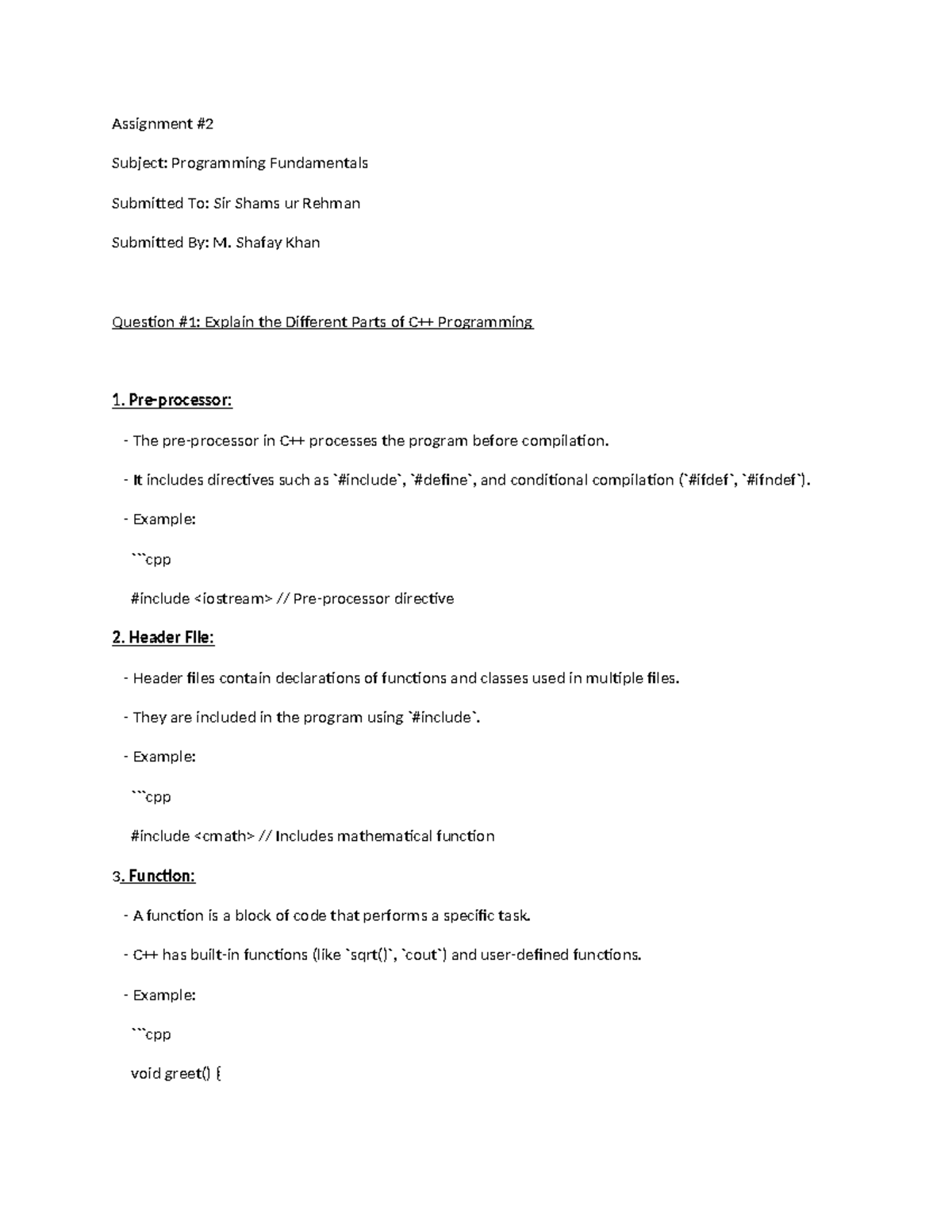 Pf - Assignment on Programming Fundamentals: Key Concepts Explained ...