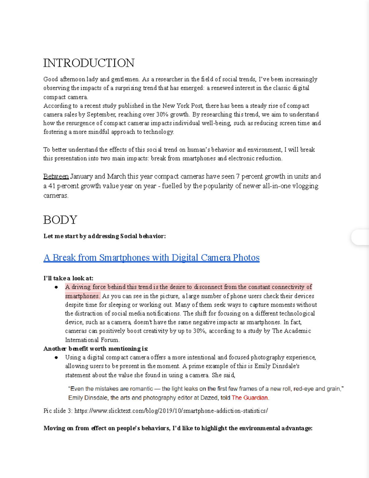 The Resurgence of Compact Cameras: Social Trends & Impacts - Studocu