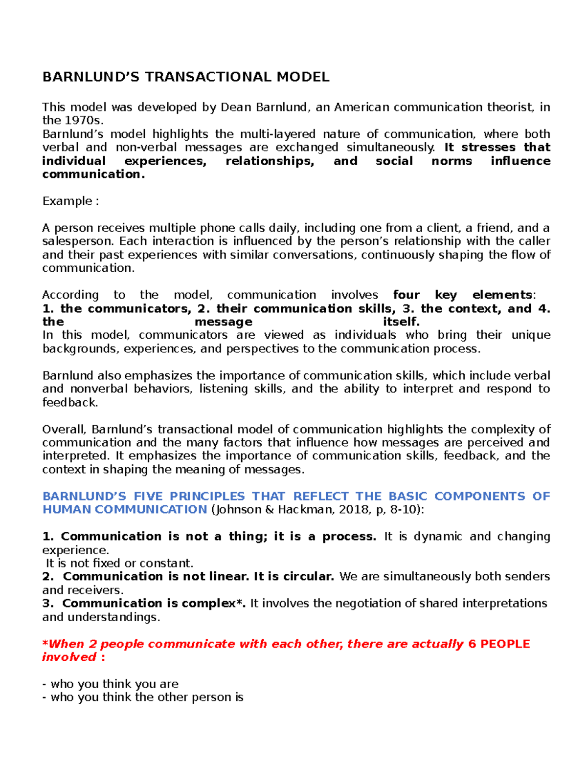 Barnlund's Transactional Model of Communication: Key Concepts ...