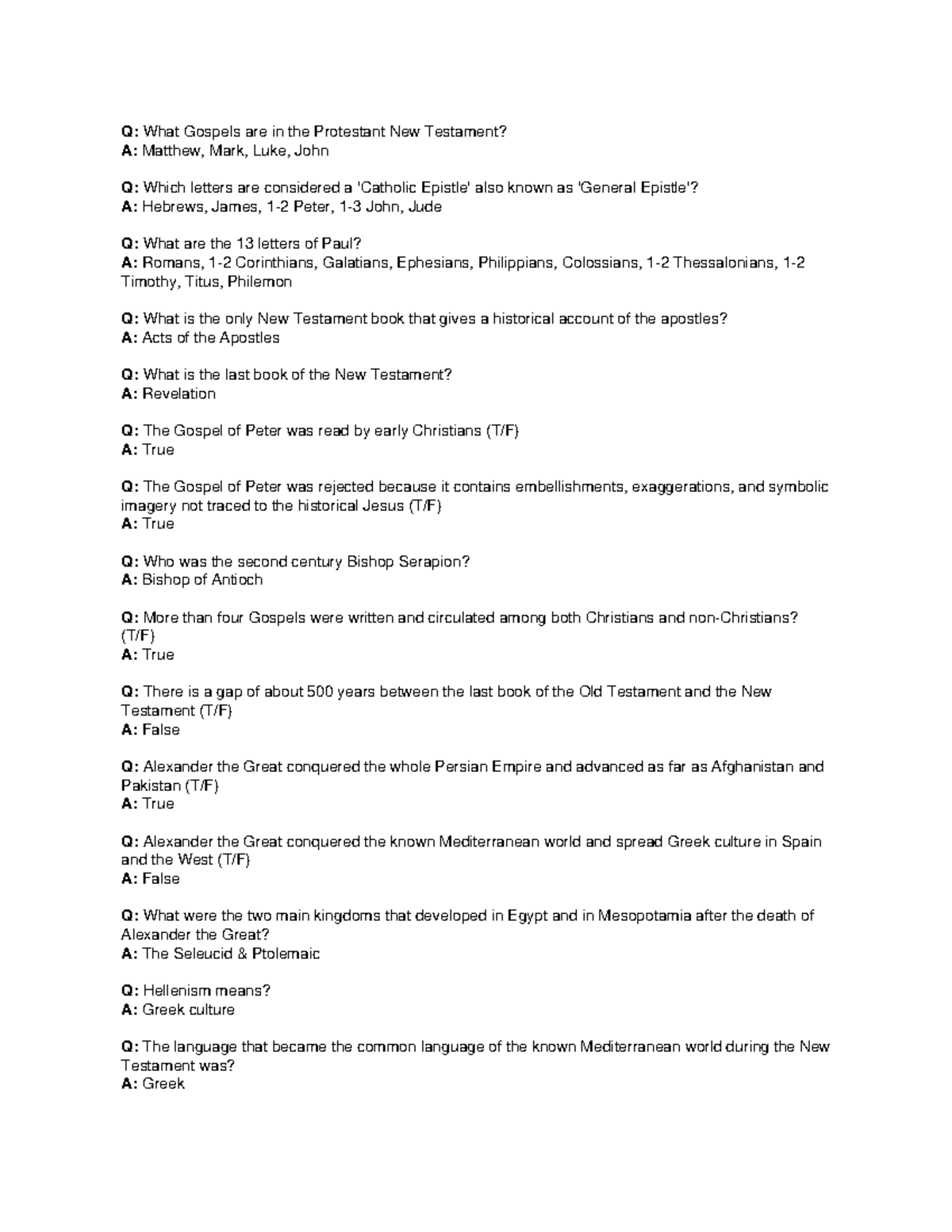 Understanding the New Testament: Quiz on Gospels & Early Christianity ...