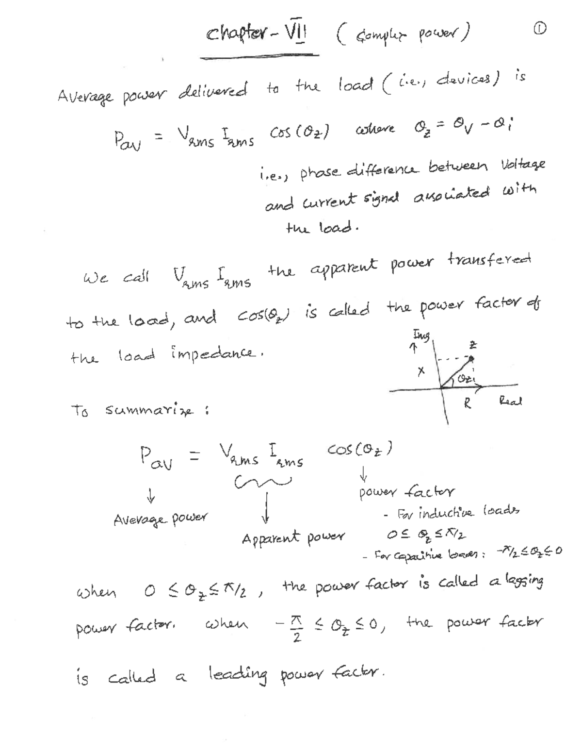 Chapter VII: Complex Power and Average Power Analysis in AC Circuits ...