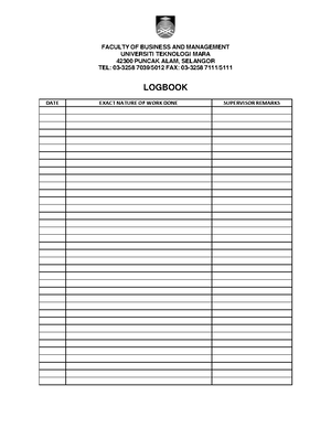 Logbook - human resource - FACULTY OF BUSINESS AND MANAGEMENT ...