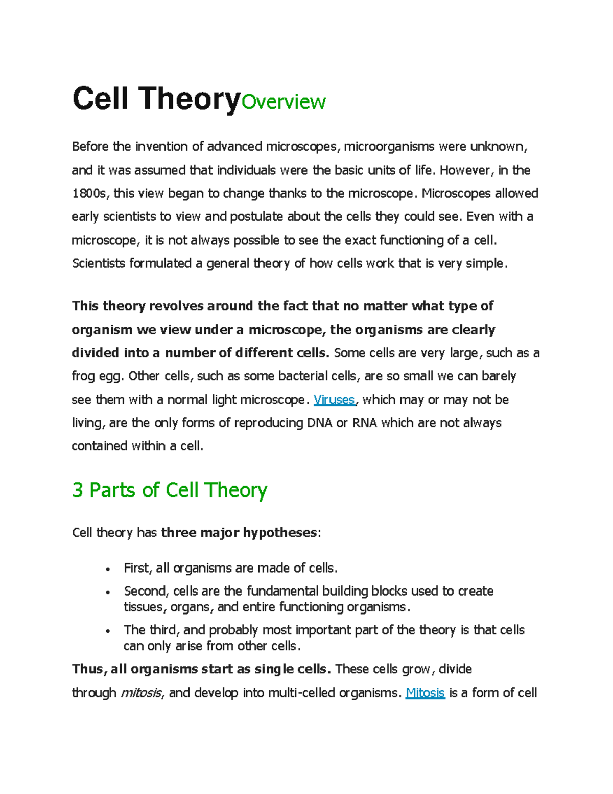 Cell Theory Overview - Cell TheoryOverview Before the invention of ...