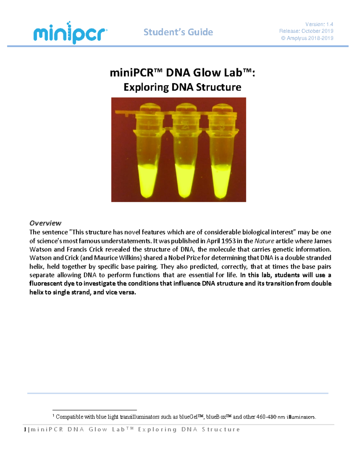 miniPCR™ DNA Glow Lab™: Understanding DNA Structure and Base Pairing ...