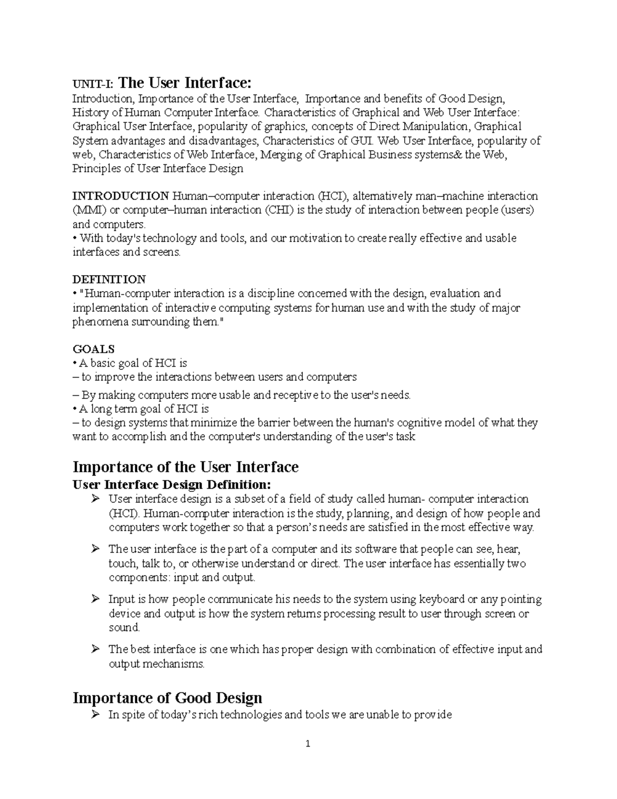 U1 - User Interface Design: Importance, History, and Characteristics ...