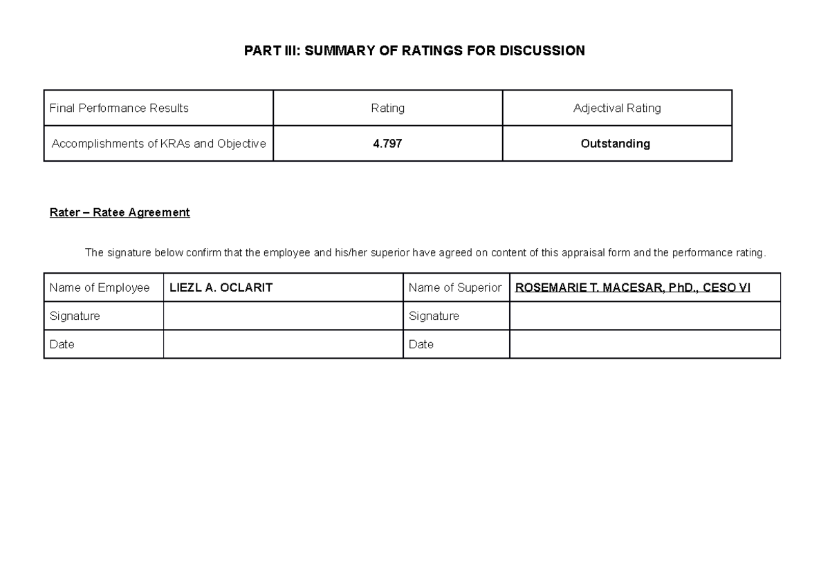 Opcrf Performance Evaluation Summary & Development Plans - Studocu