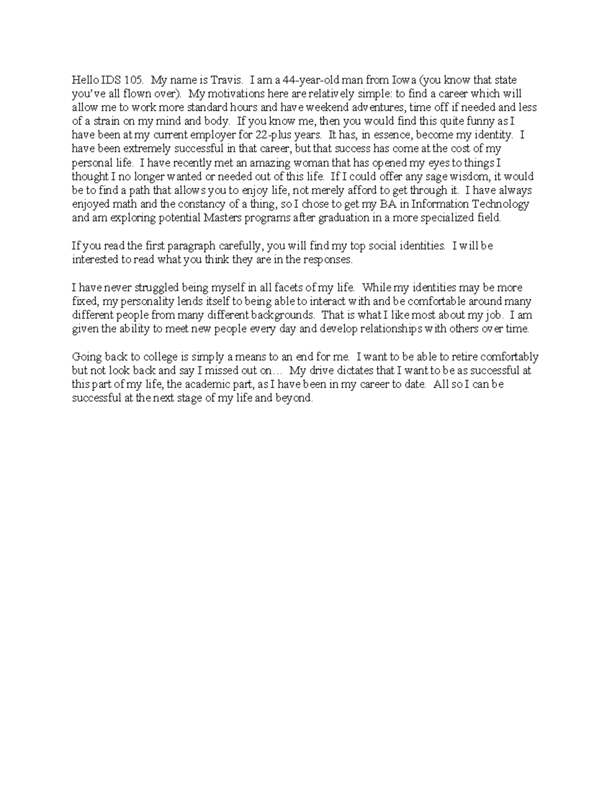 IDS 105 Module 1 Discussion: Unpacking Personal & Social Identities ...