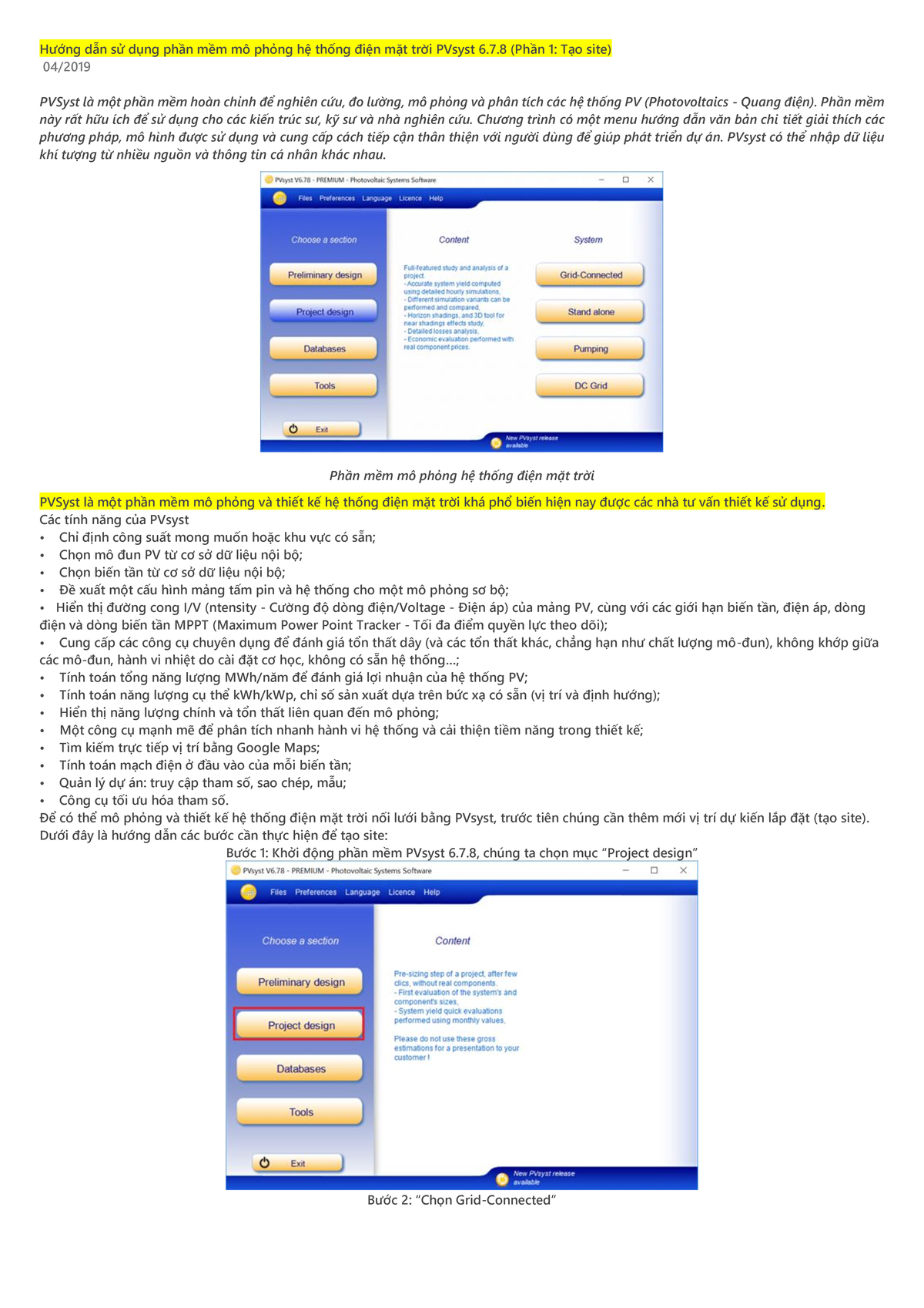 Hướng Dẫn Sử Dụng PVsyst 6.7.8: Tạo Site và Tính Toán Sơ Bộ - Studocu