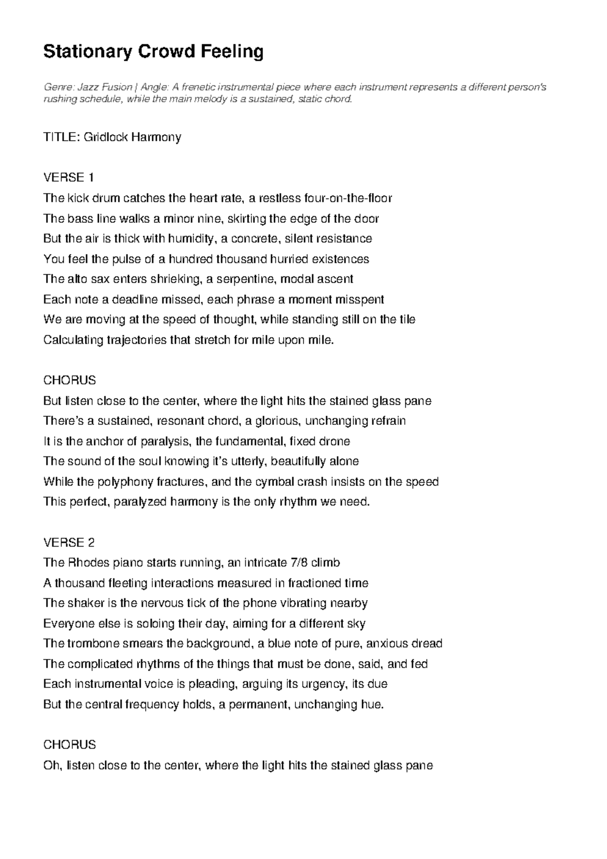 Gridlock Harmony: Analyzing Jazz Fusion's Static Chord Dynamics - Studocu