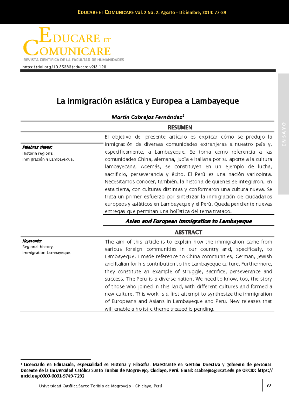 Inmigración Asiática y Europea a Lambayeque: Un Análisis Histórico ...