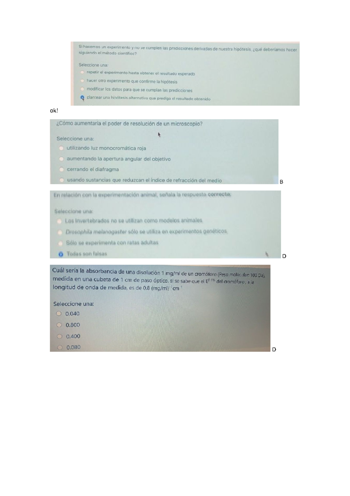 Examen Final 2020-2021-1 - Métodos En Biología - ok! B D D C. A. B B D ...