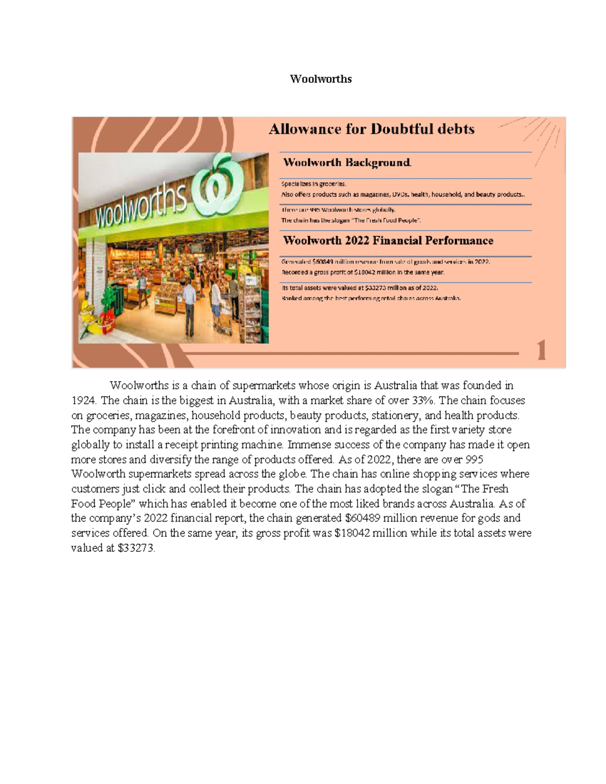 Woolworths Business Management Overview (BM101) - Studocu